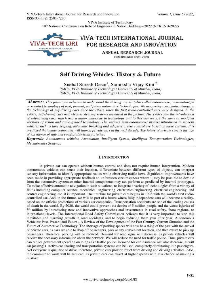 Self-Driving Cars: History & Future | PDF | Car | Automation