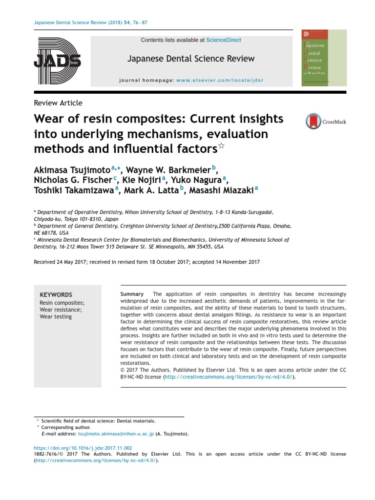 Wear of Resin Composites Current Insights Into Und | PDF | Dental ...