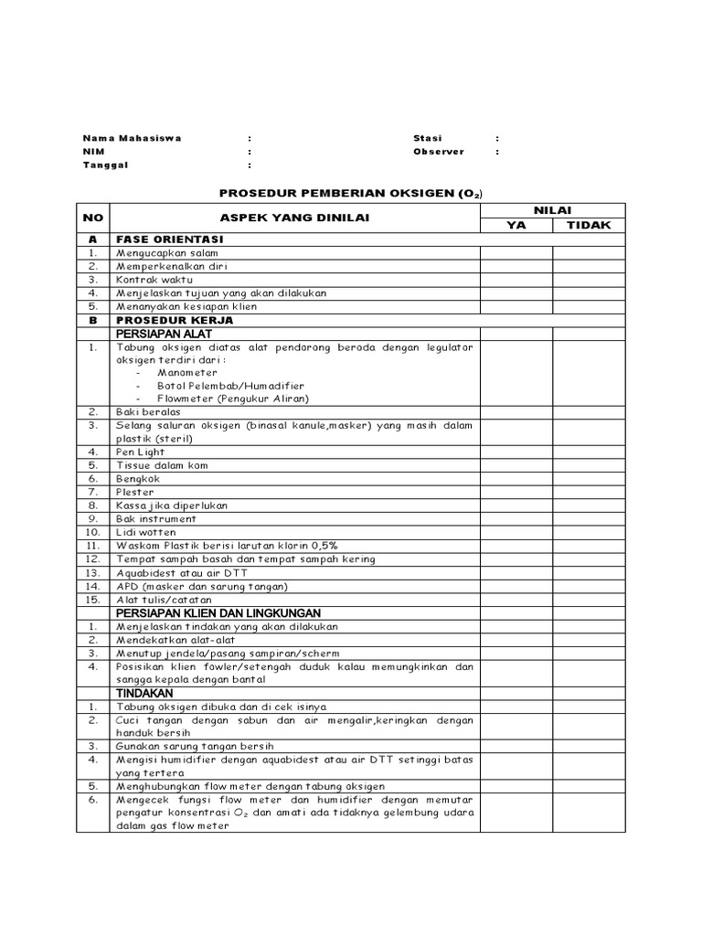 Daftar Tilik Oksigenasi | PDF | Kesehatan Holistik | Sains & Matematika