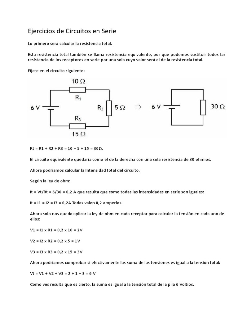 Ejercicios Resueltos Circuitos Paralelo Serie y Mixto | PDF | Resistencia Eléctrica y ...