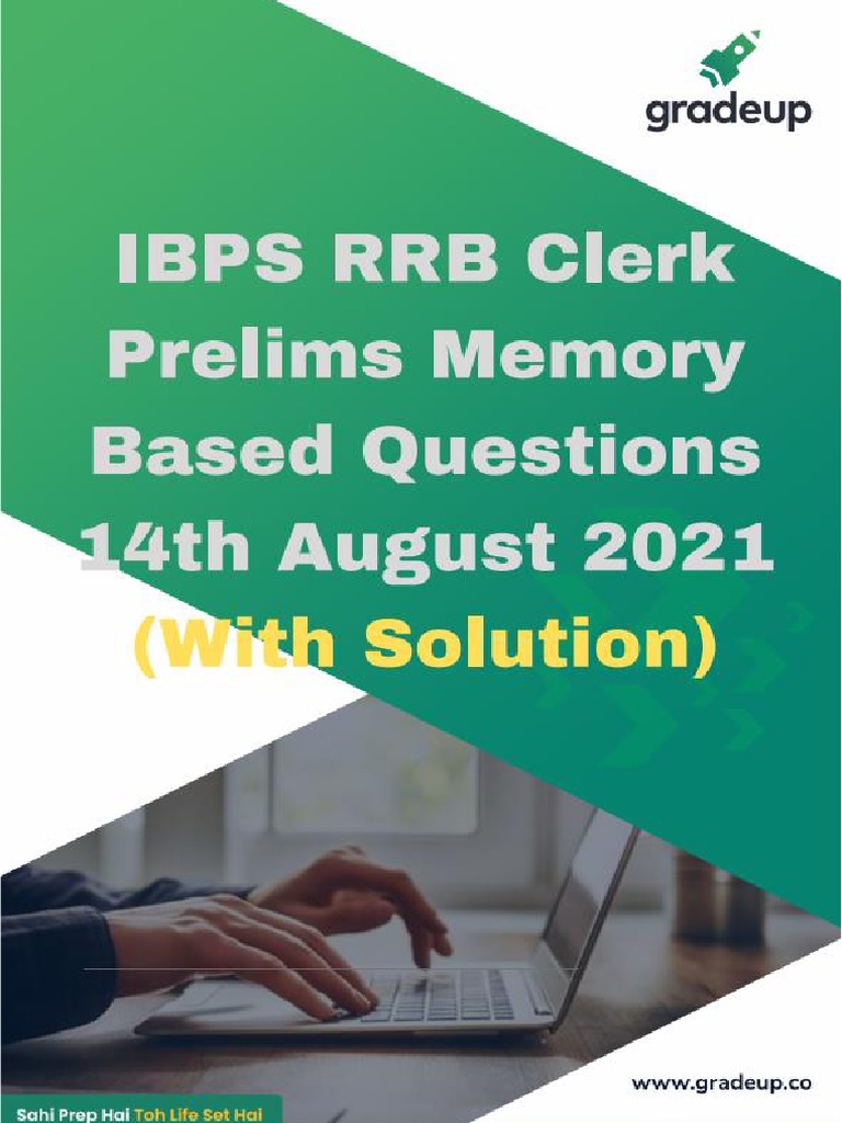 Ibps RRB Clerk Prelims 14th August 2021 Memory Based Question Paper 86 ...