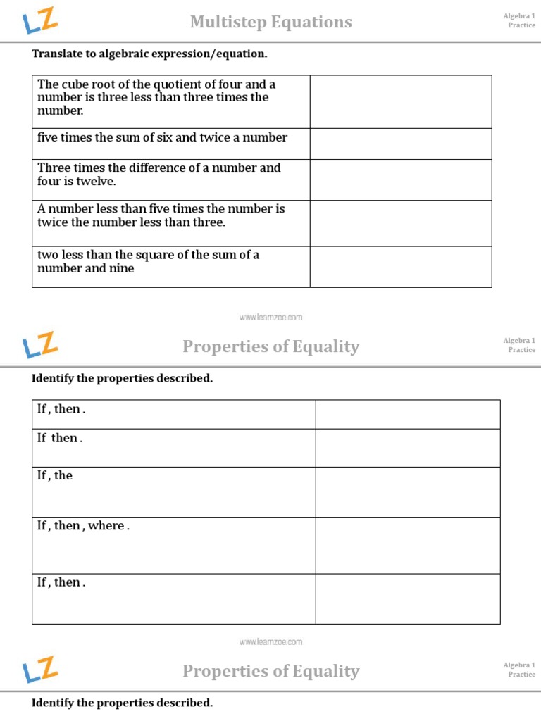 Translate To Algebraic Expression/equation | PDF | Algebra | Equations