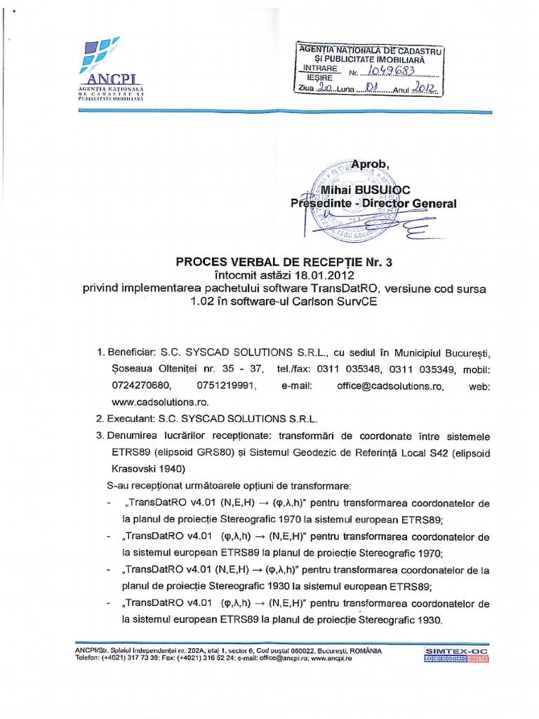 Ancpi-Aprob Transdat | PDF