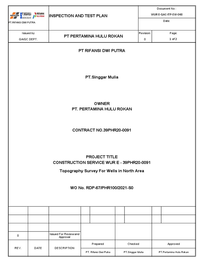 ITP Survey PHR (OK) | PDF | Specification (Technical Standard) | Surveying