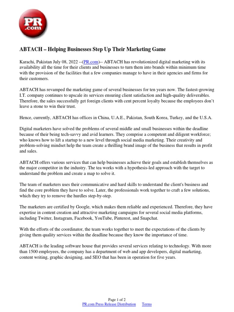 ABTACH - Helping Businesses Step Up Their Marketing Game | PDF ...