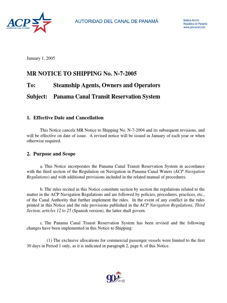 Rules and Implementing Provisions of the Revised Panama Canal Transit ...