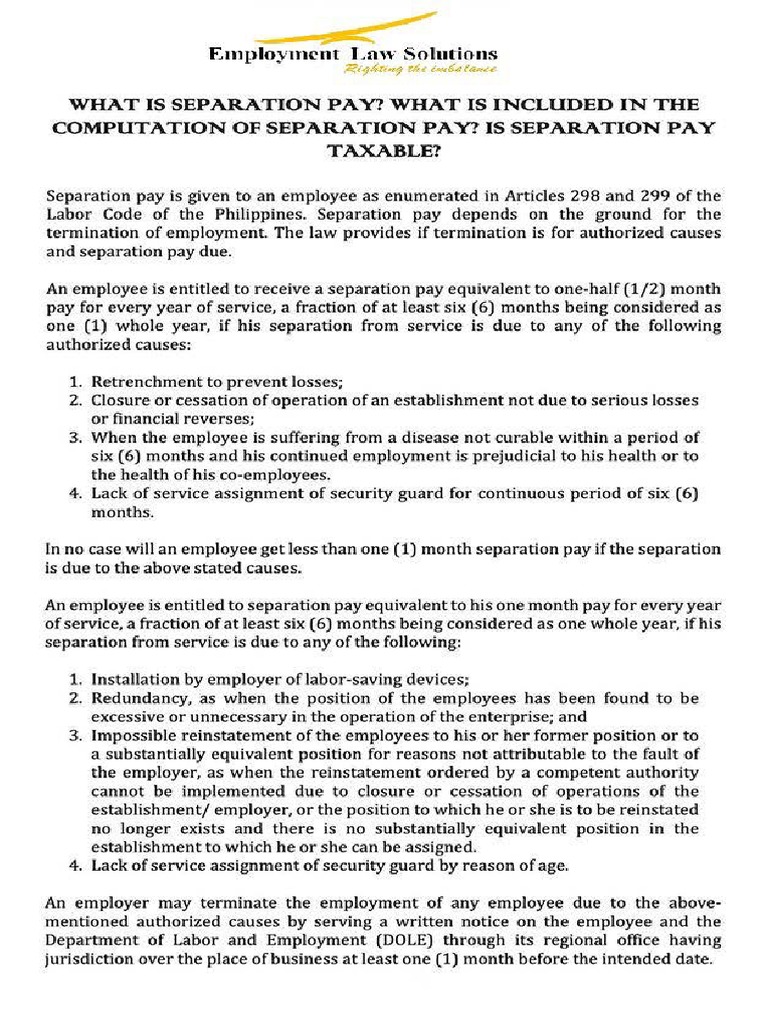 What Is Separation Pay | PDF | Employment | Salary