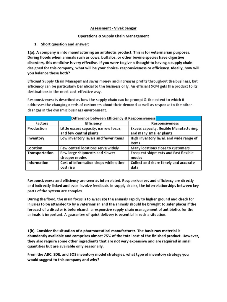 OSCM Assignment - Vivek Sengar | PDF | Forecasting | Inventory