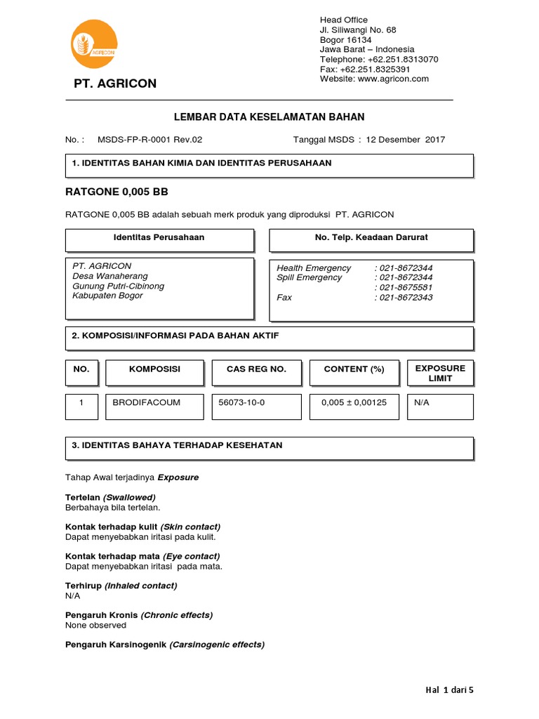 MSDS RATGONE-0.005BB Rev.02 | PDF