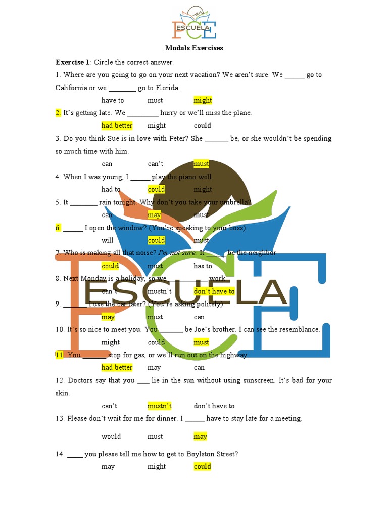 Modals Exercises | PDF