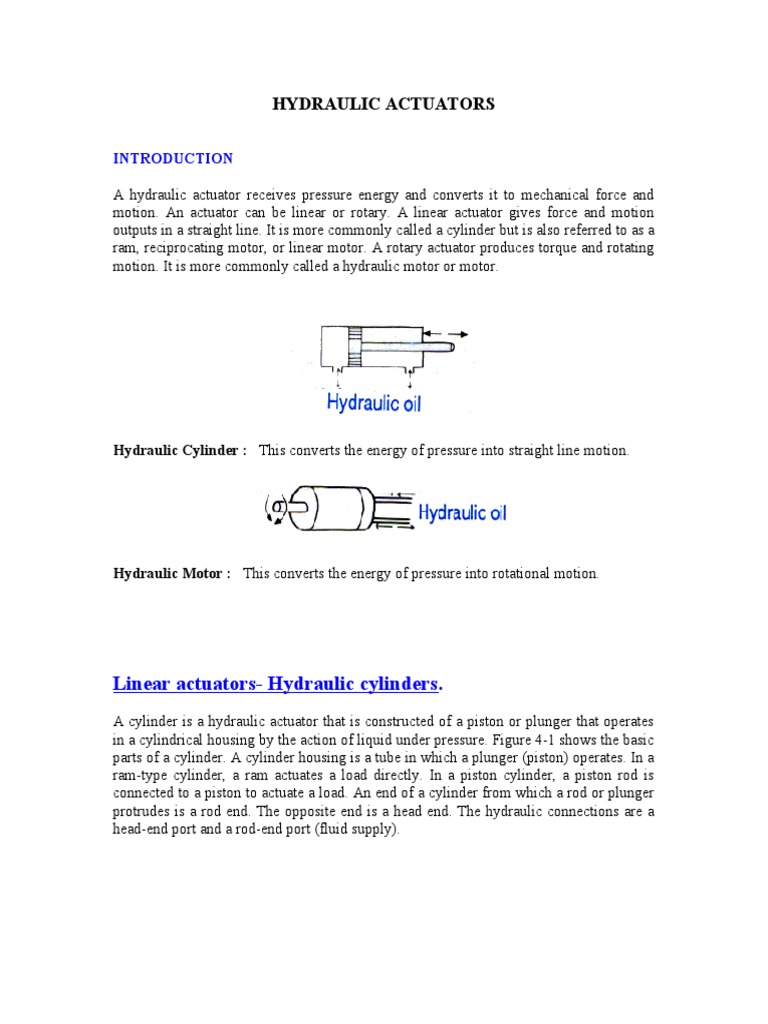 Linear Actuators-Hydraulic Cylinders | PDF | Actuator | Pump