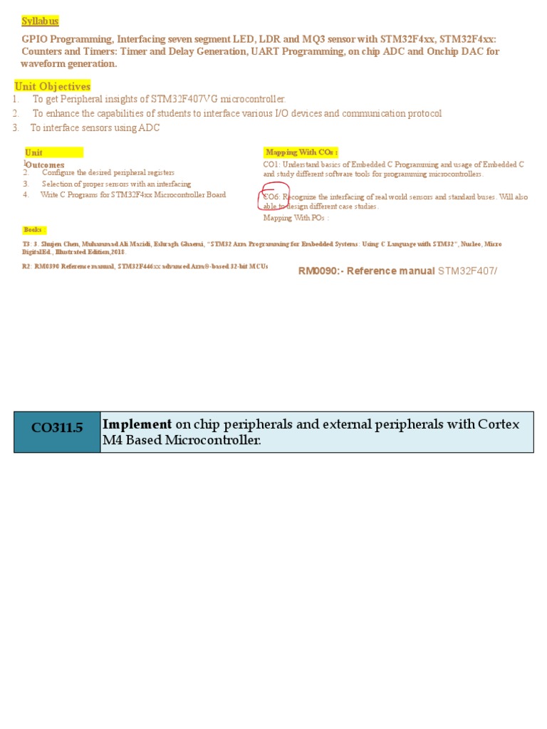 EP - Unit - V - Real World Interfacing With Cortex M4 Based Microcontroller | PDF | Analog To ...