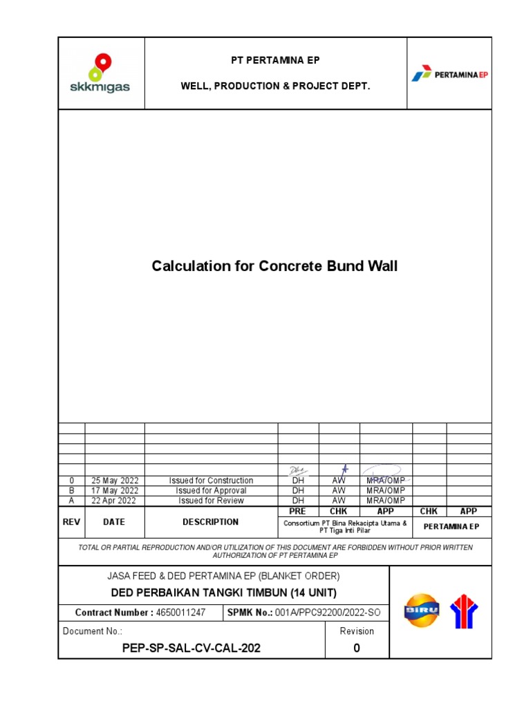 Concrete Bund Wall Design Calculations | PDF | Foundation (Engineering ...