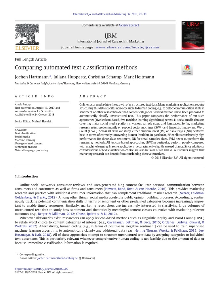 Jochen Hartmann, Juliana Huppertz, Christina Schamp, Mark Heitmann | PDF | Cross Validation ...