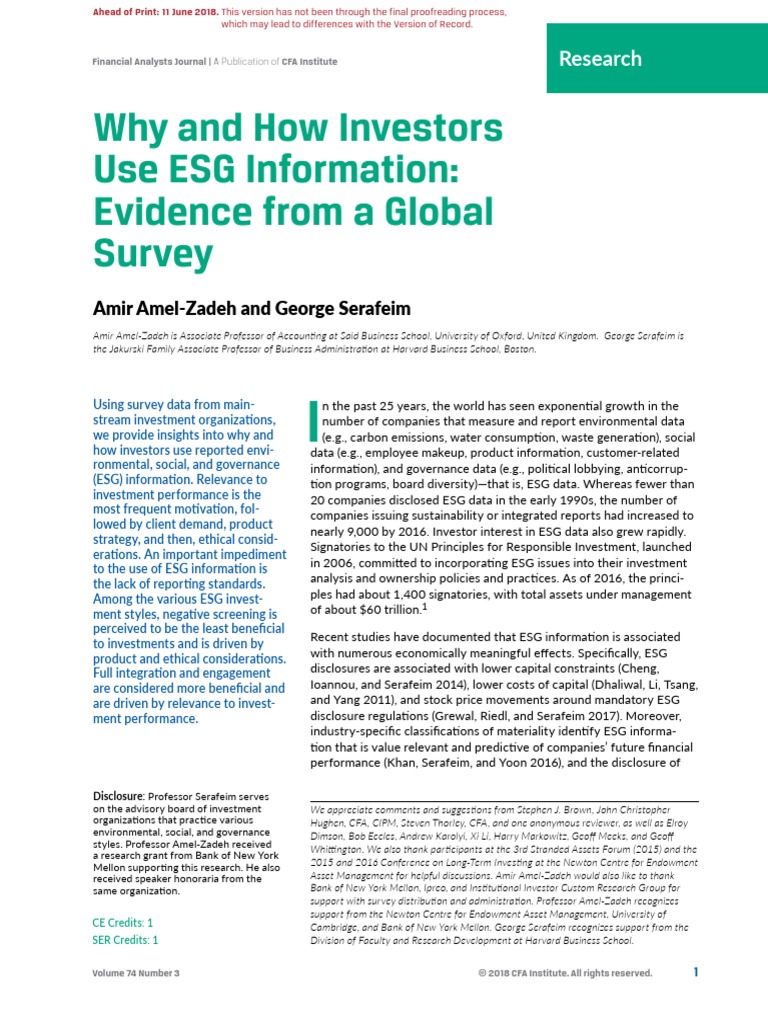 Why and How Investors Use ESG Information: Evidence From A Global ...