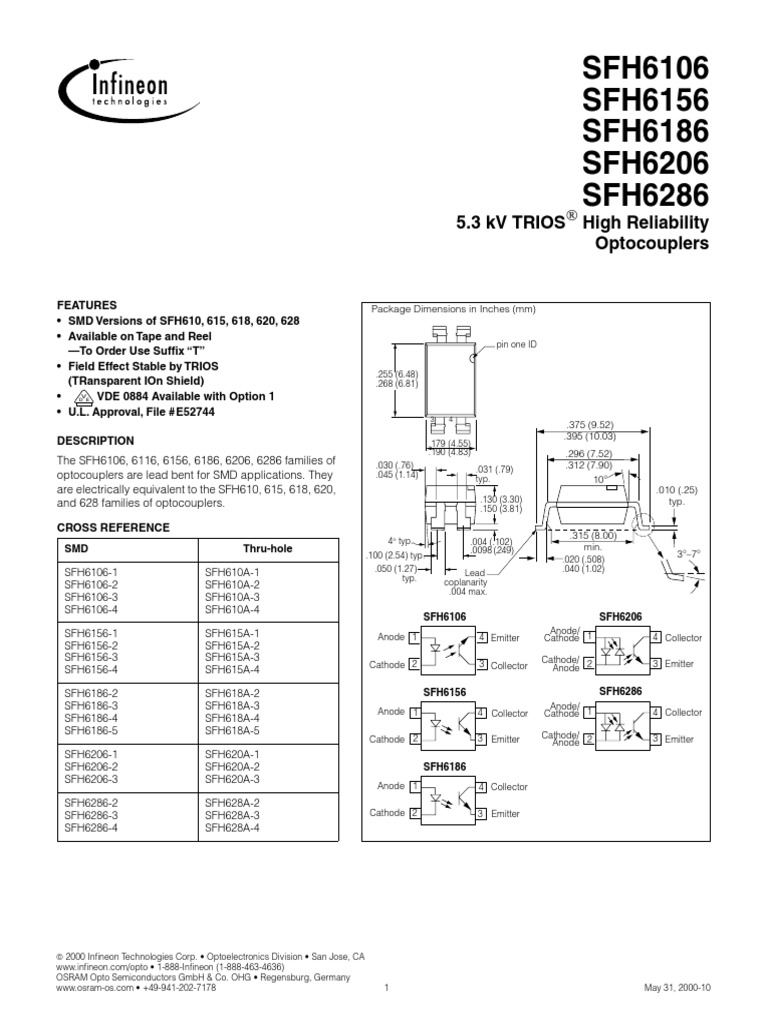 Datasheet SFH6106 | PDF | Electrical Engineering | Physical Chemistry