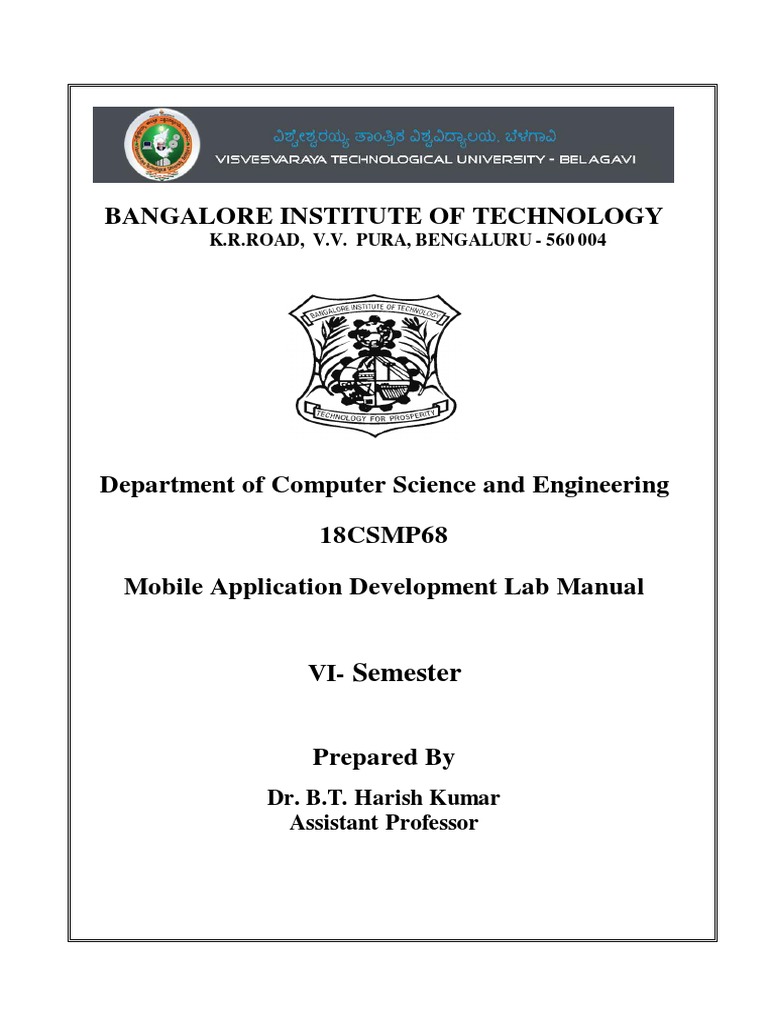 18csmp68-Mad-Lab Manual | PDF | Android (Operating System) | Mobile App