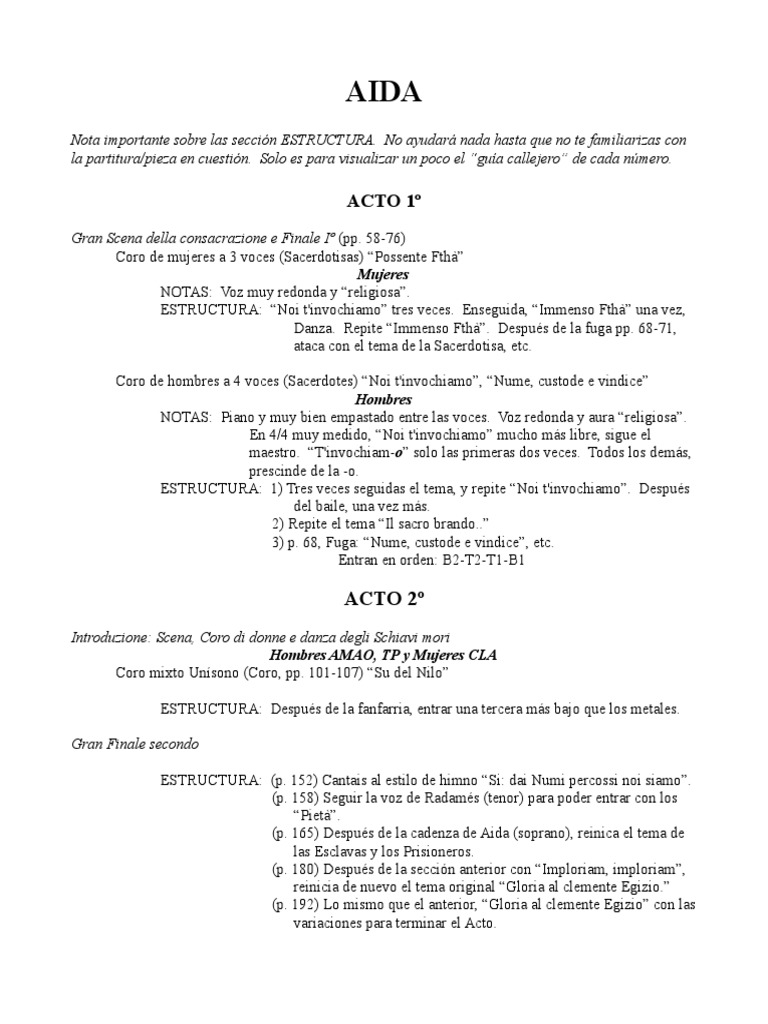 Aida CLA Notas y Estructura | PDF | Presentación musical | Ópera