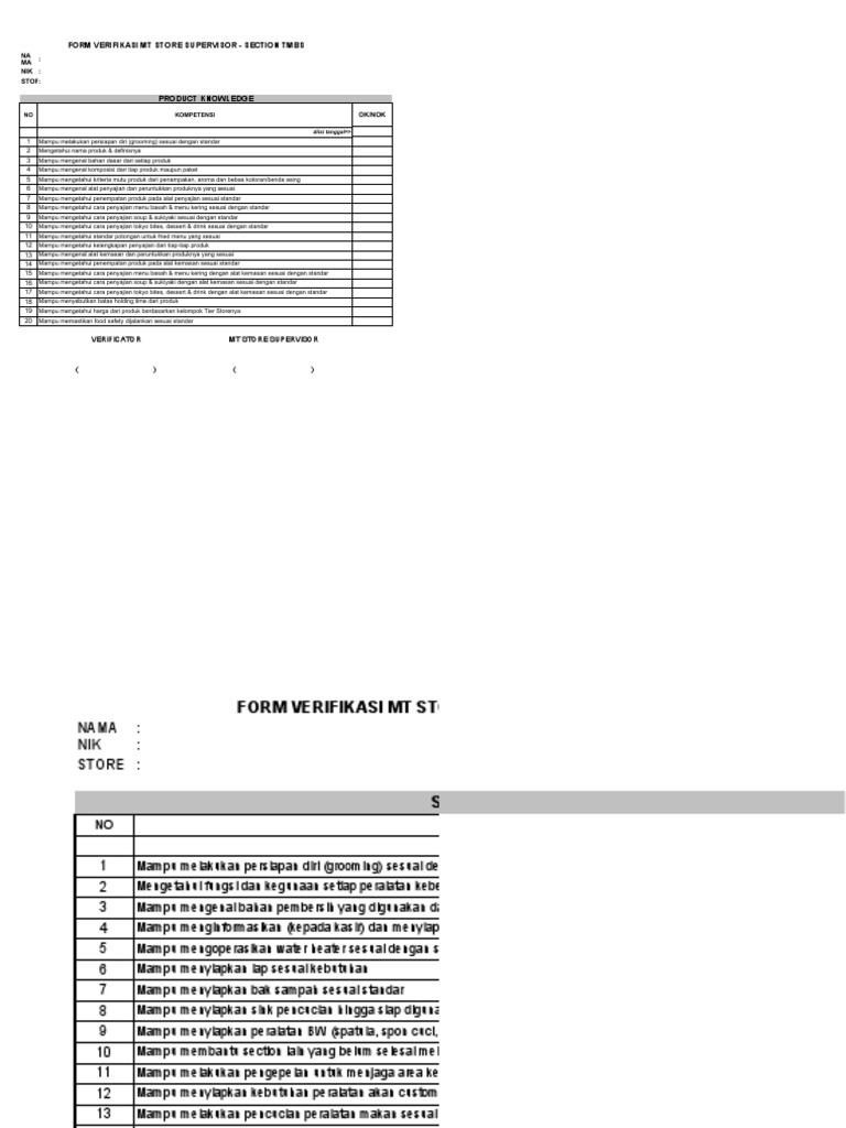 FORM Verifikasi Capability Mt-Section TMBS | PDF