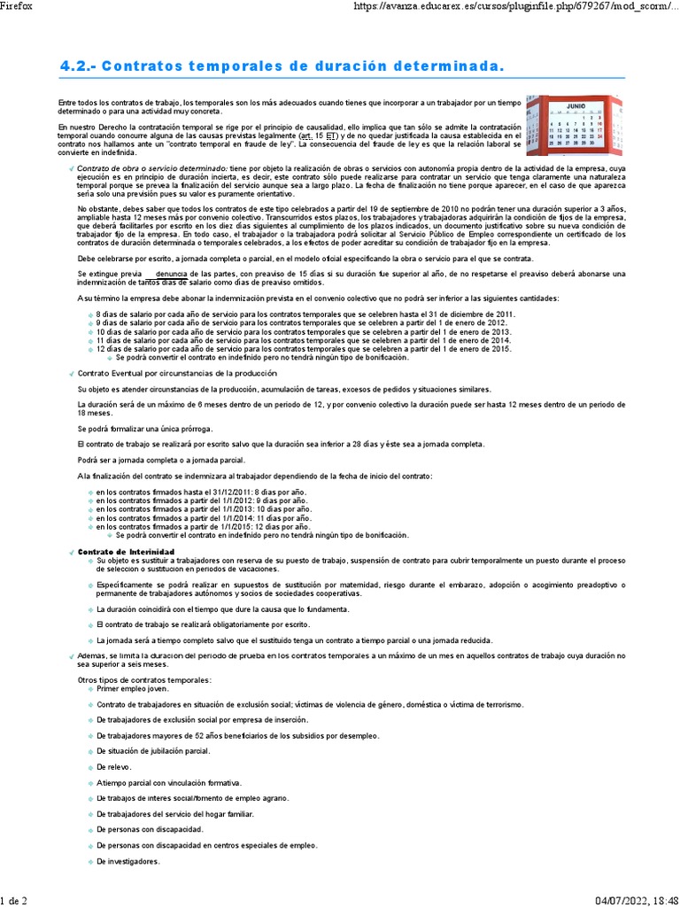 4.2. - Contratos Temporales de Duración Determinada. | PDF | Business ...