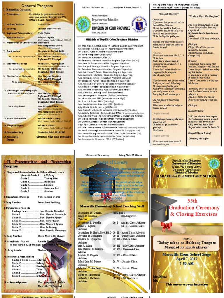 Officials of Deped Cebu Province Division: I. Graduation Ceremony | PDF