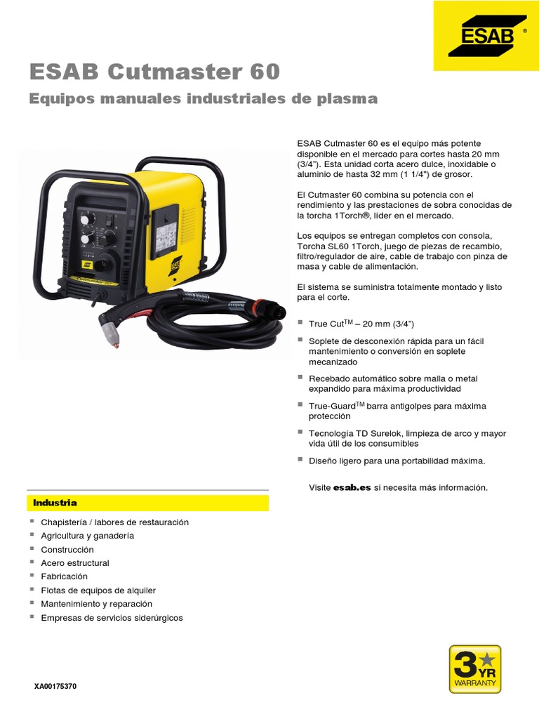 Cutmaster Esab 60 | PDF | Acero
