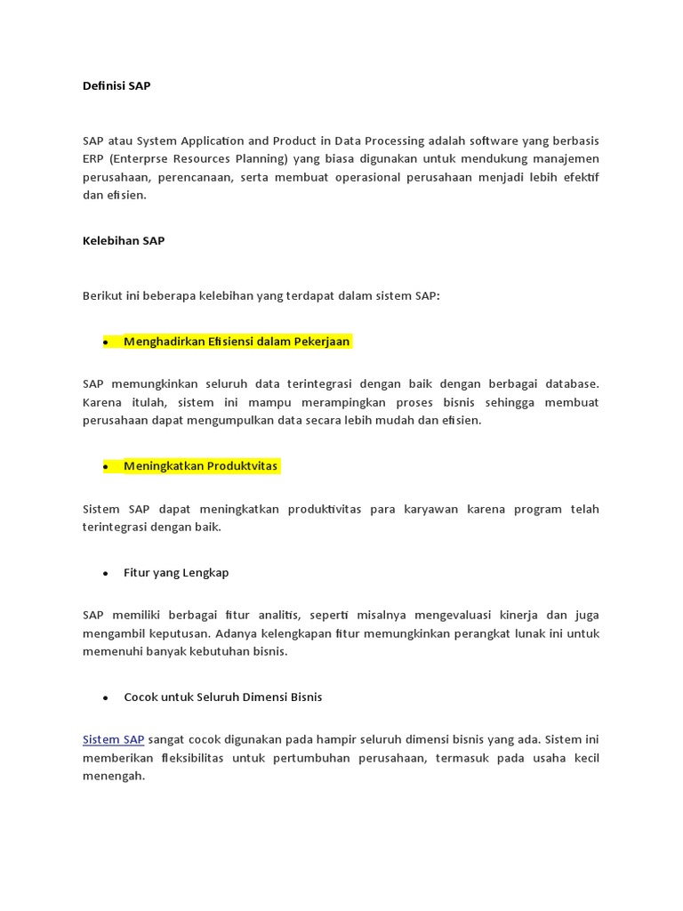 Definisi SAP | PDF
