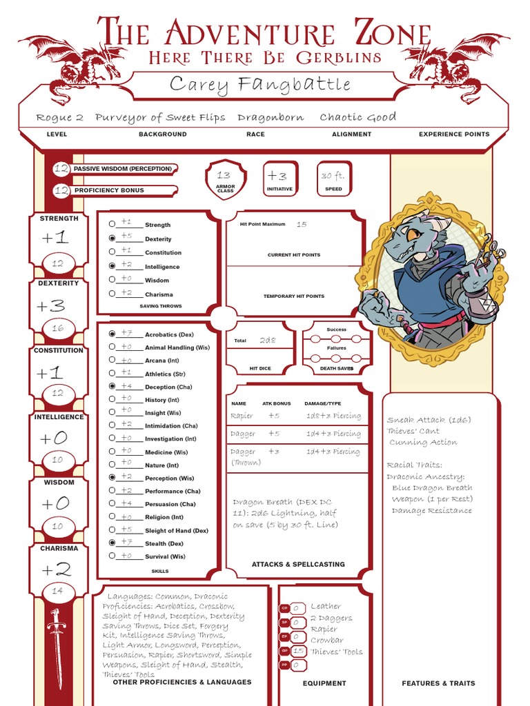 The Adventure Zone Graphic Novel Character Sheets | PDF | Role Playing ...