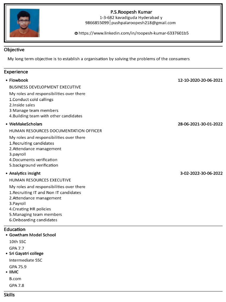 Roopesh Resume 1 | PDF