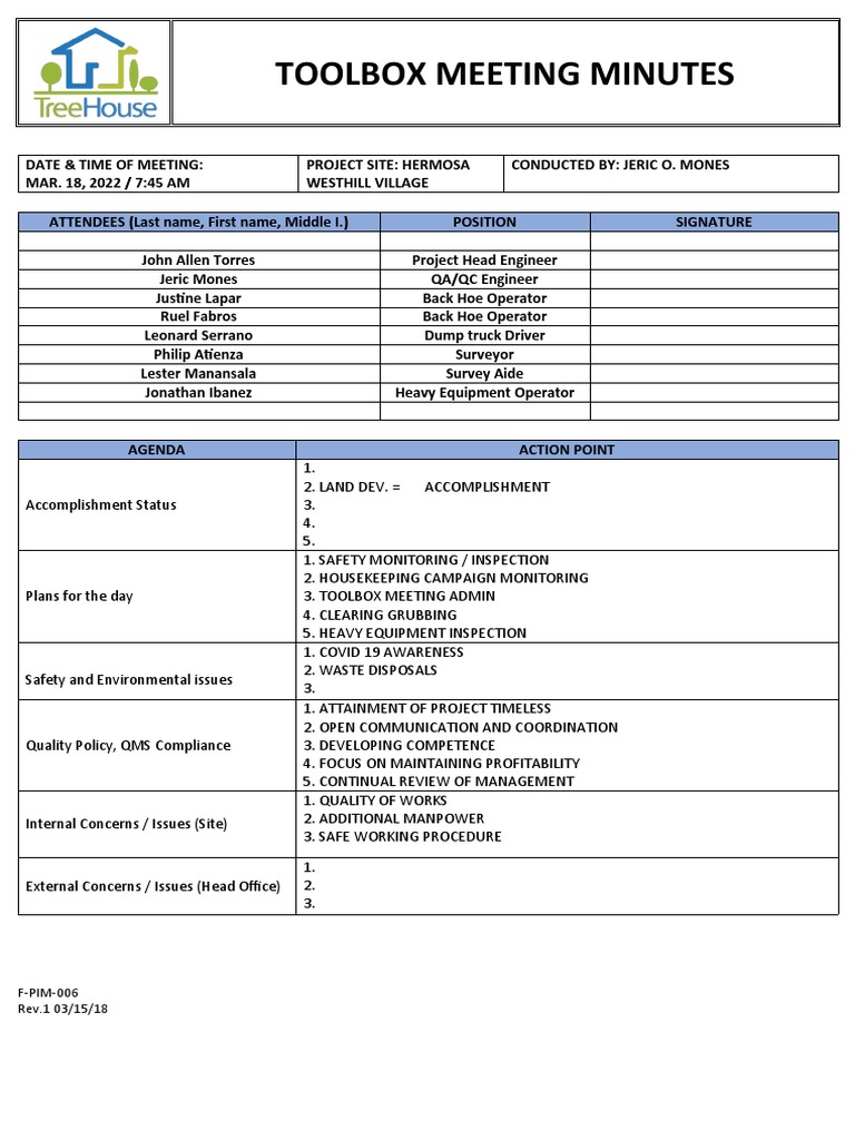 Toolbox Meeting | PDF | Environmental Issues | Environment