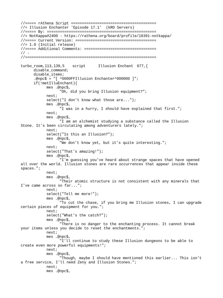 Illusion Enchanter: An Analysis of an rAthena Script for Enchanting ...