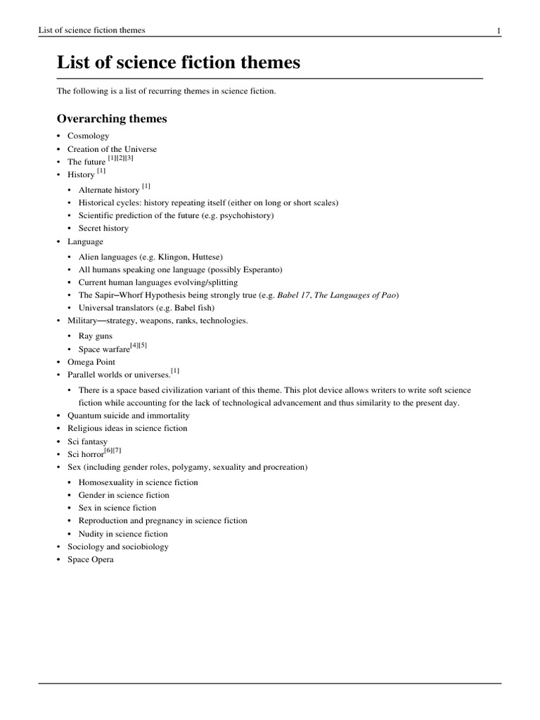 List of Science Fiction Themes | PDF | Science Fiction | Science