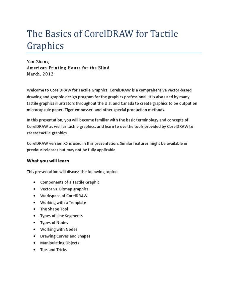 501 Zhang The Basics of CorelDRAW For Tactile Graphics | PDF | Window (Computing) | Graphics