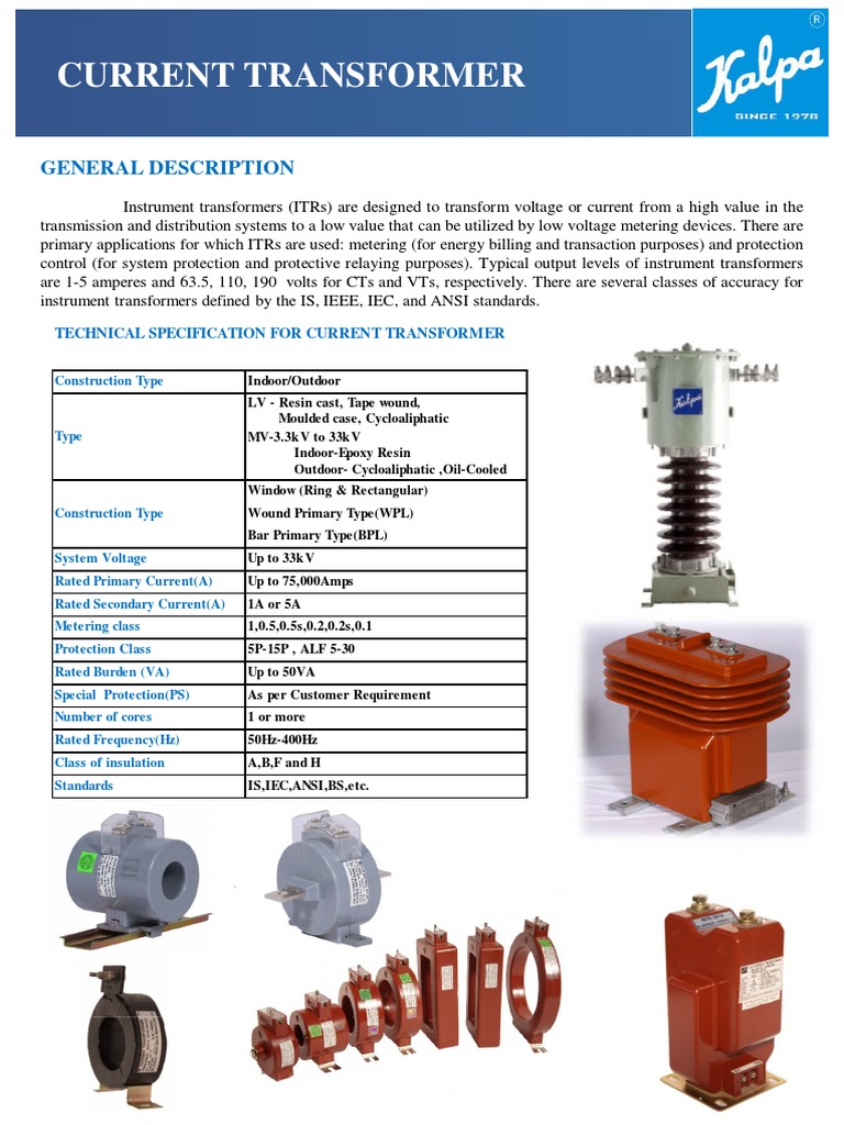 Current Transformer: General Description | PDF | Transformer ...