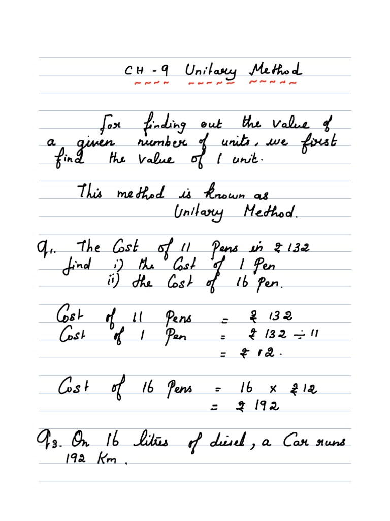 GR 6 Unitary Method | PDF