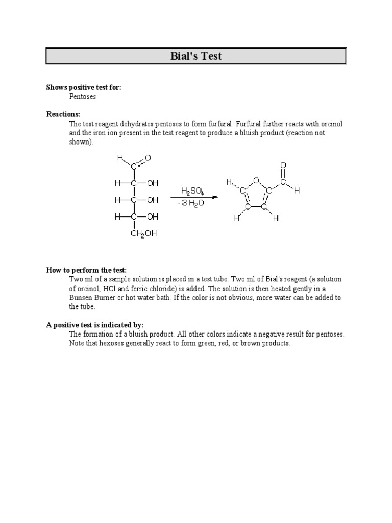 Bial's Test: Shows Positive Test For: Reactions | PDF