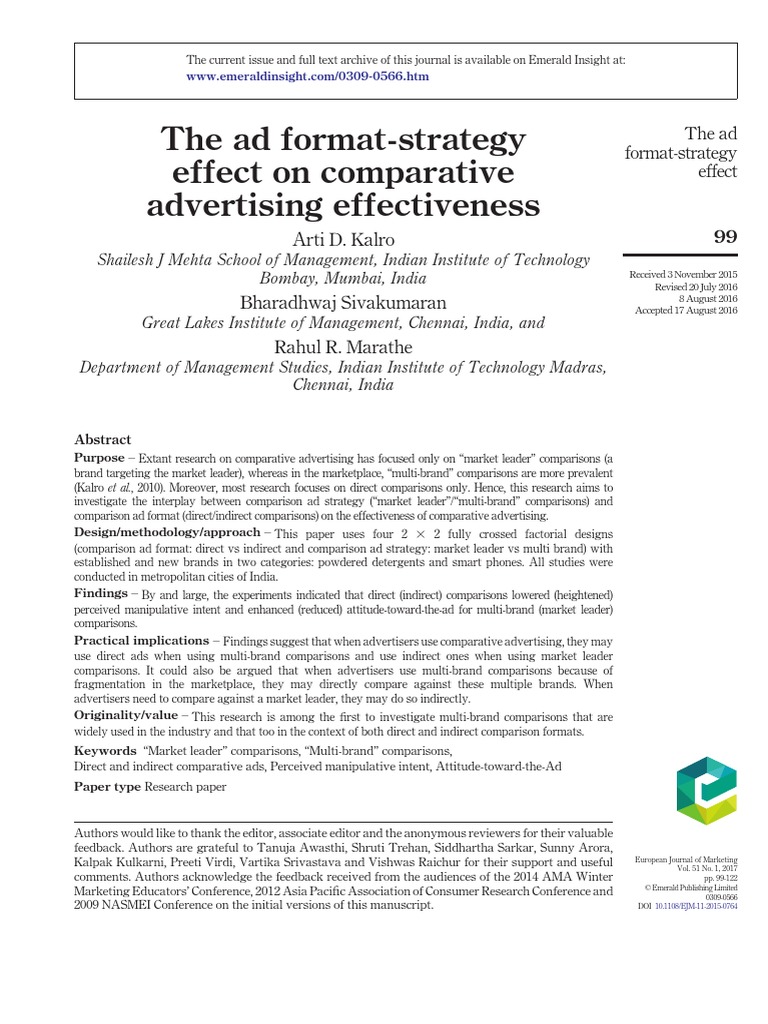 Comparative Advertisments Paper | PDF | Brand | Persuasion