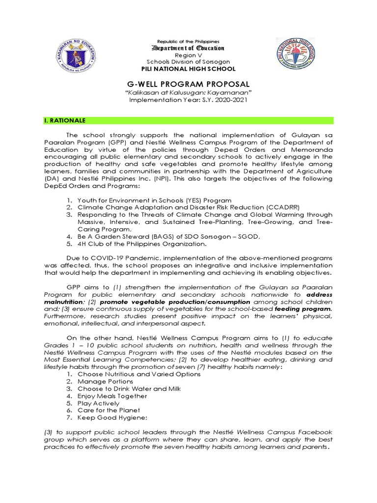 Gulayan Plus WELL (G+Well) PROGRAM PROPOSAL | PDF | Fertilizer ...