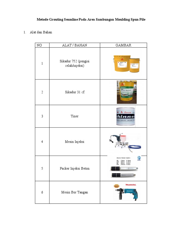 Metode Grouting Seamline Pada Area Sambungan Moulding Spun Pile, Rev-1 | PDF