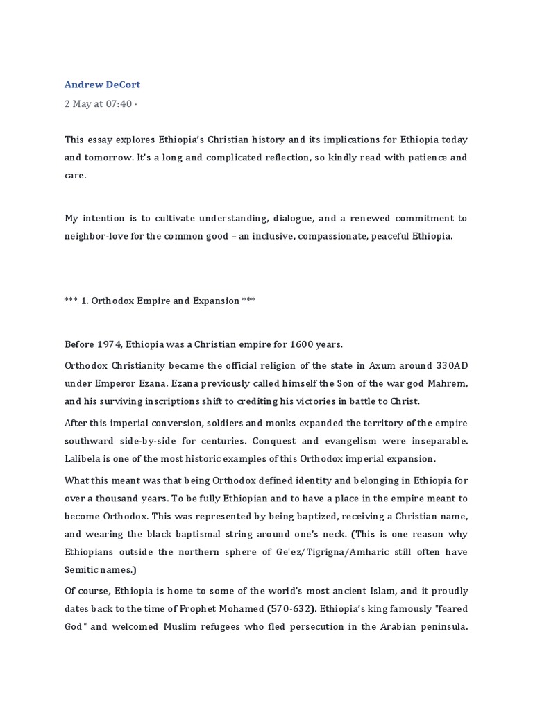 Andrew DeCort | Download Free PDF | Ethiopia | Eastern Orthodox Church