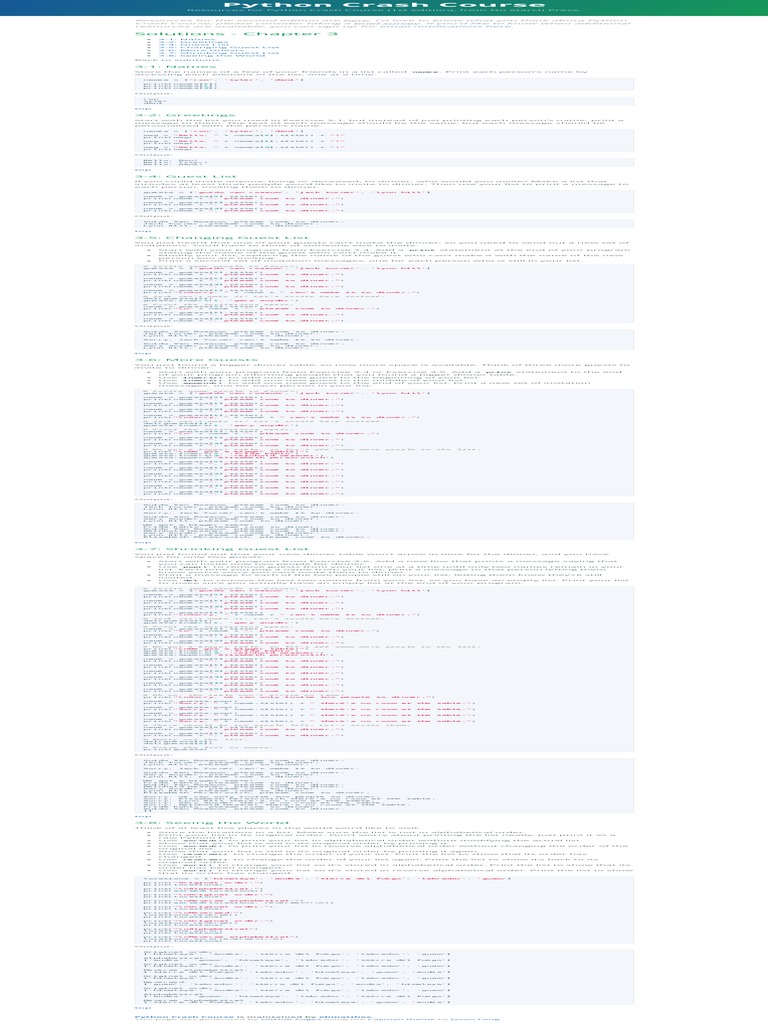 Python Crash Course by Ehmatthes 3 | PDF | Home & Garden