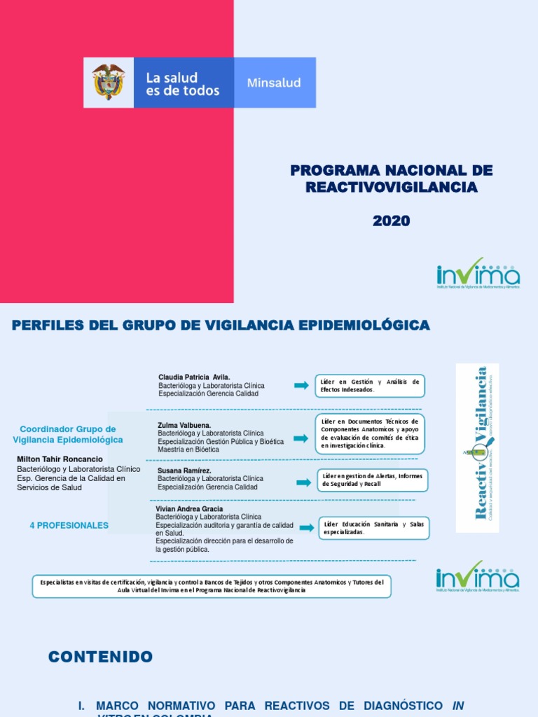 Prog Nacional Reactivovigilancia-2020 PRESENTACIÓN INVIMA | PDF ...