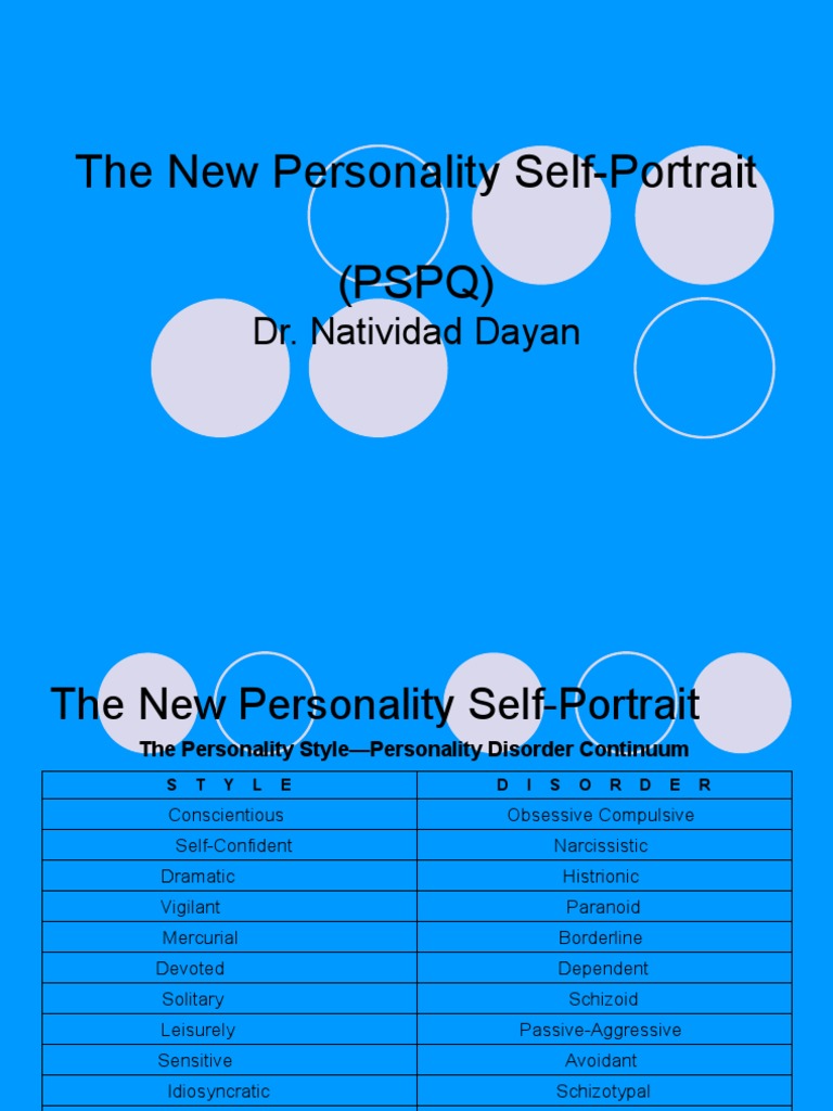 The New Personality Self-Portrait Guide | PDF | Personality Disorder ...