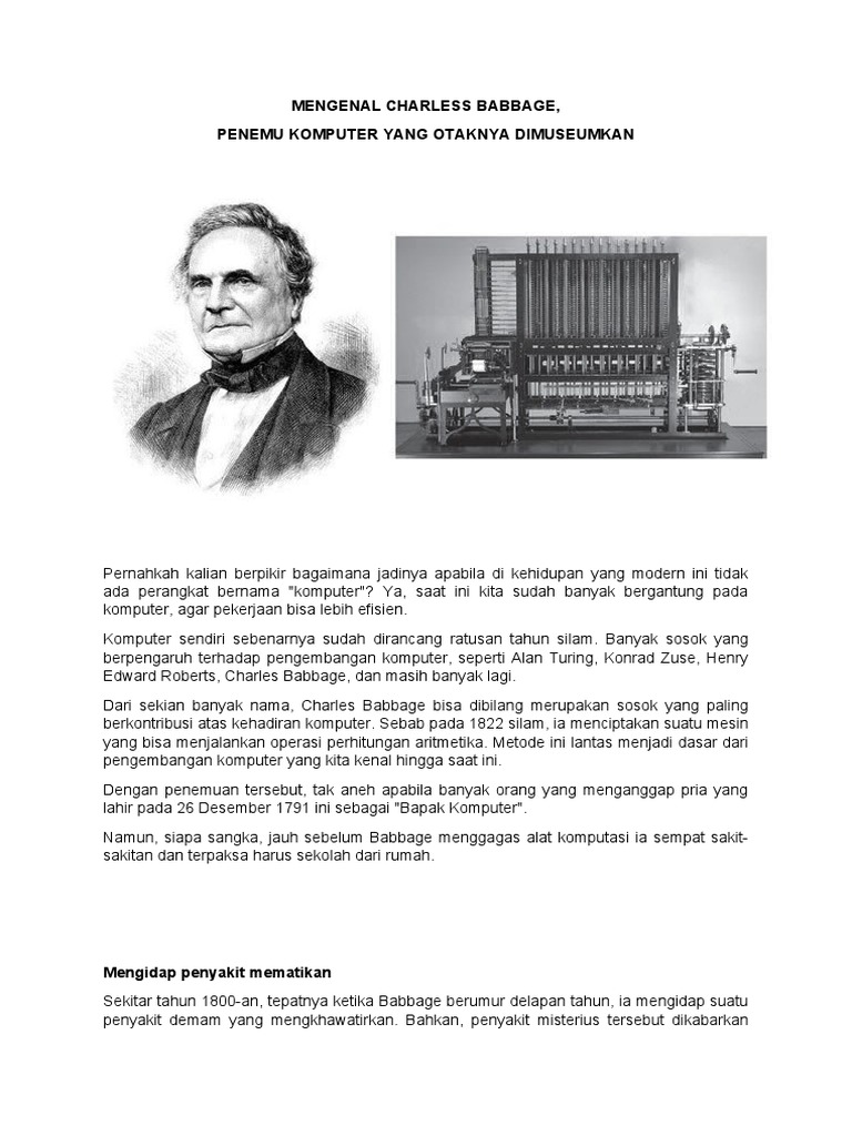 Charles Babbage: Bapak Komputer Dunia | PDF | Dewasa Muda