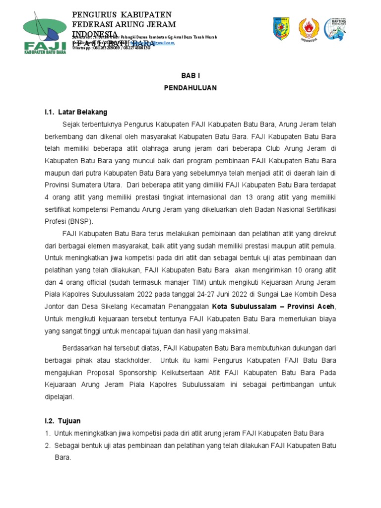 PROPOSAL Bantuan Dana Keikutsertaan Kejuaraan Arung Jeram | PDF