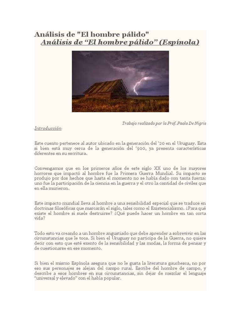 Análisis El Hombre Pálido | PDF | Alma | Cuentos