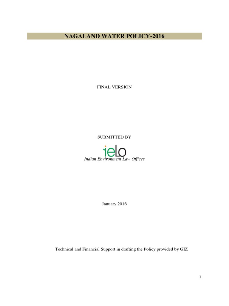 Nagaland State Water Policy 20162 | PDF | Groundwater | Water Resources
