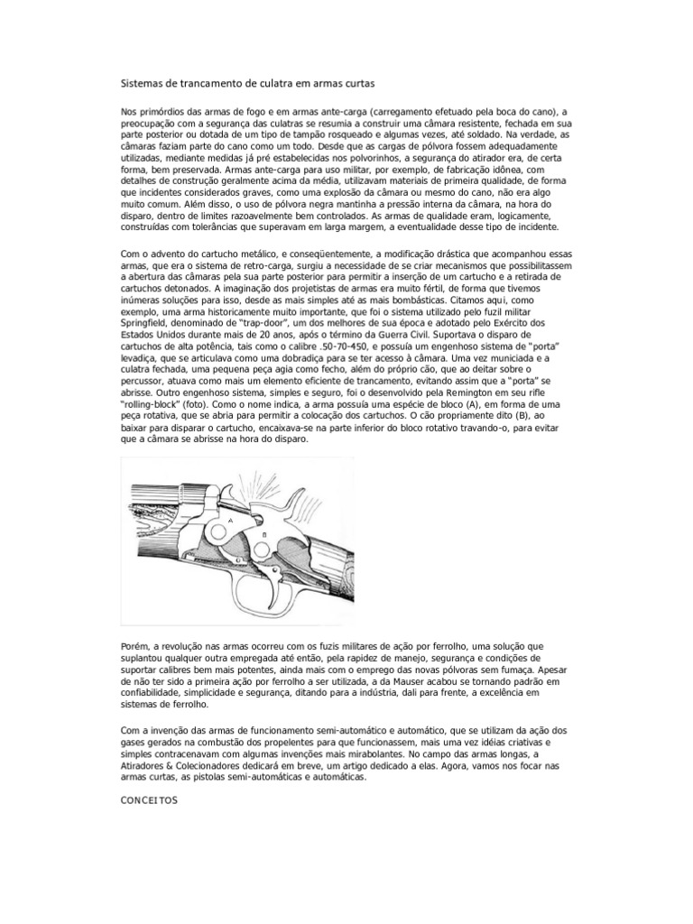 Sistemas de Trancamento de Culatra em Armas Curtas | PDF | Projéteis | Arma