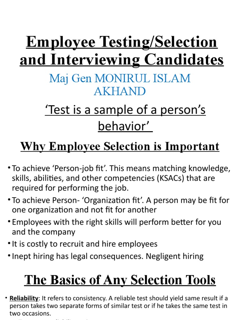 05.1 Employee Testing and Selection | PDF | Background Check | Validity ...