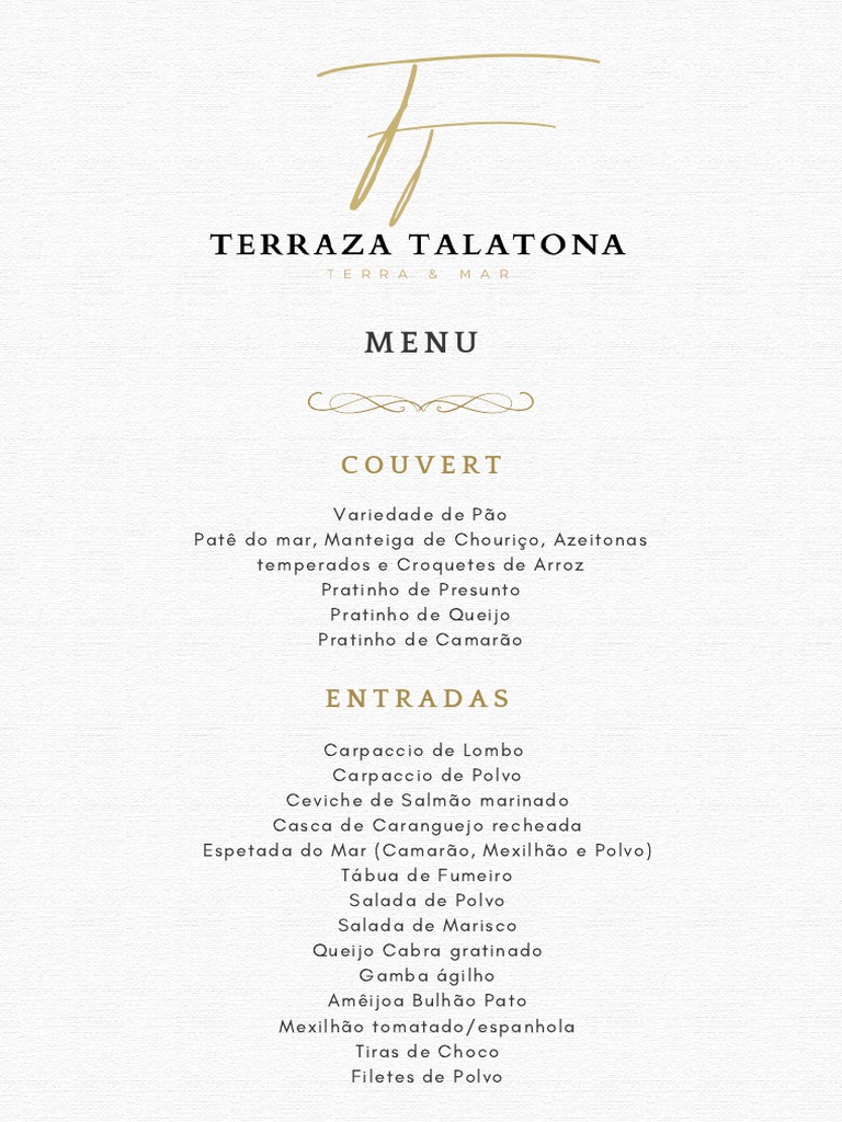 Terraza Talatona Final Menu | PDF | Fruto do mar | Comida regional e étnica